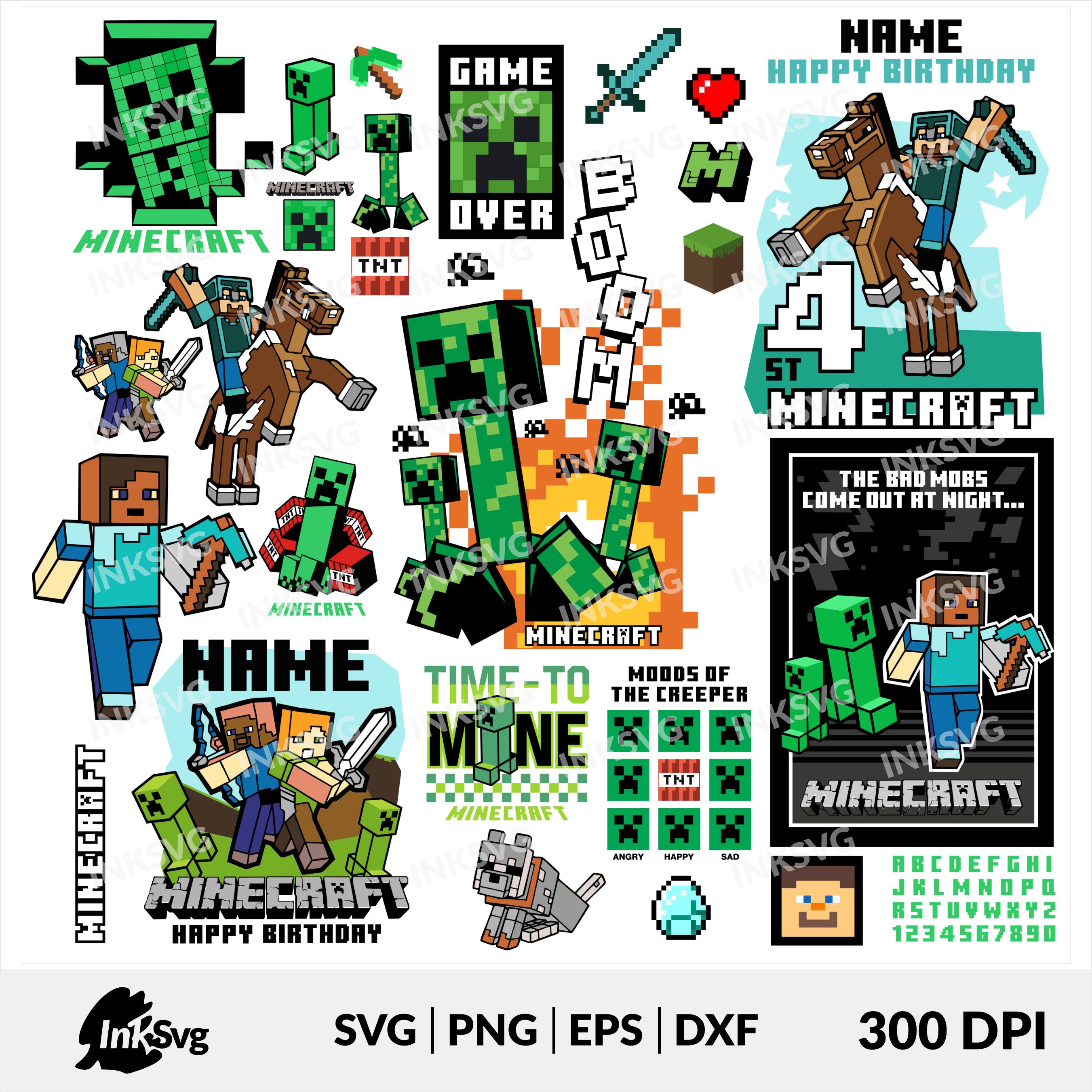Paquete SVG de Minecraft para Cricut / Archivos SVG para Cricut, PNG ...