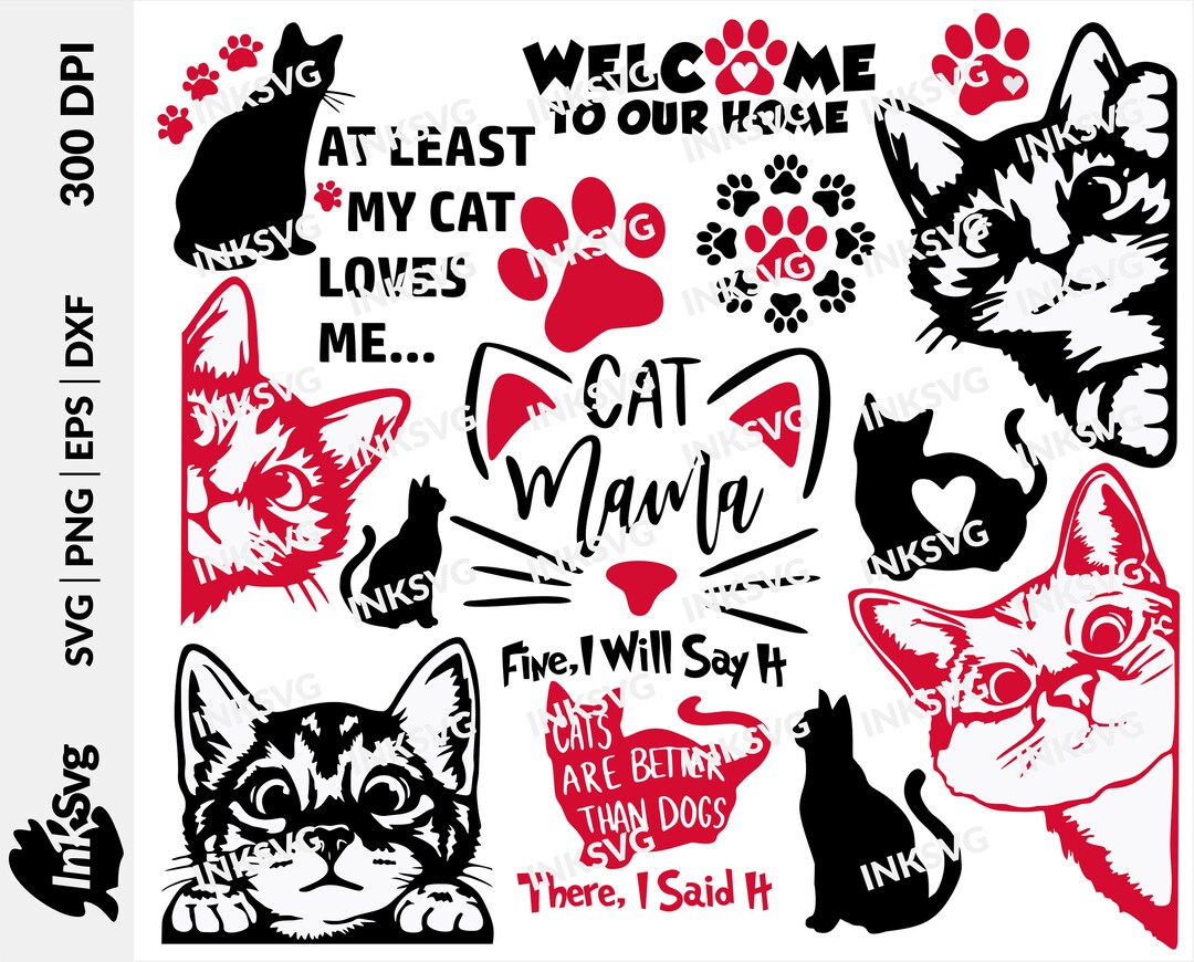 Cat Svg Files for Cricut, PNG, DFX, EPS, Svg Layered Files, Png Files ...
