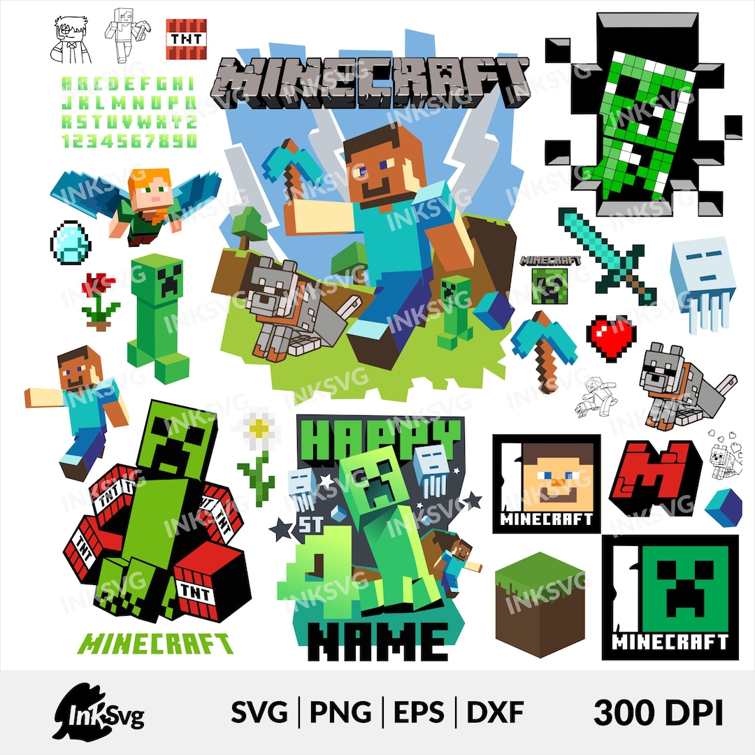 Minecraft Game Svg Bundle for Cricut / Svg Files for Cricut, PNG, DFX ...
