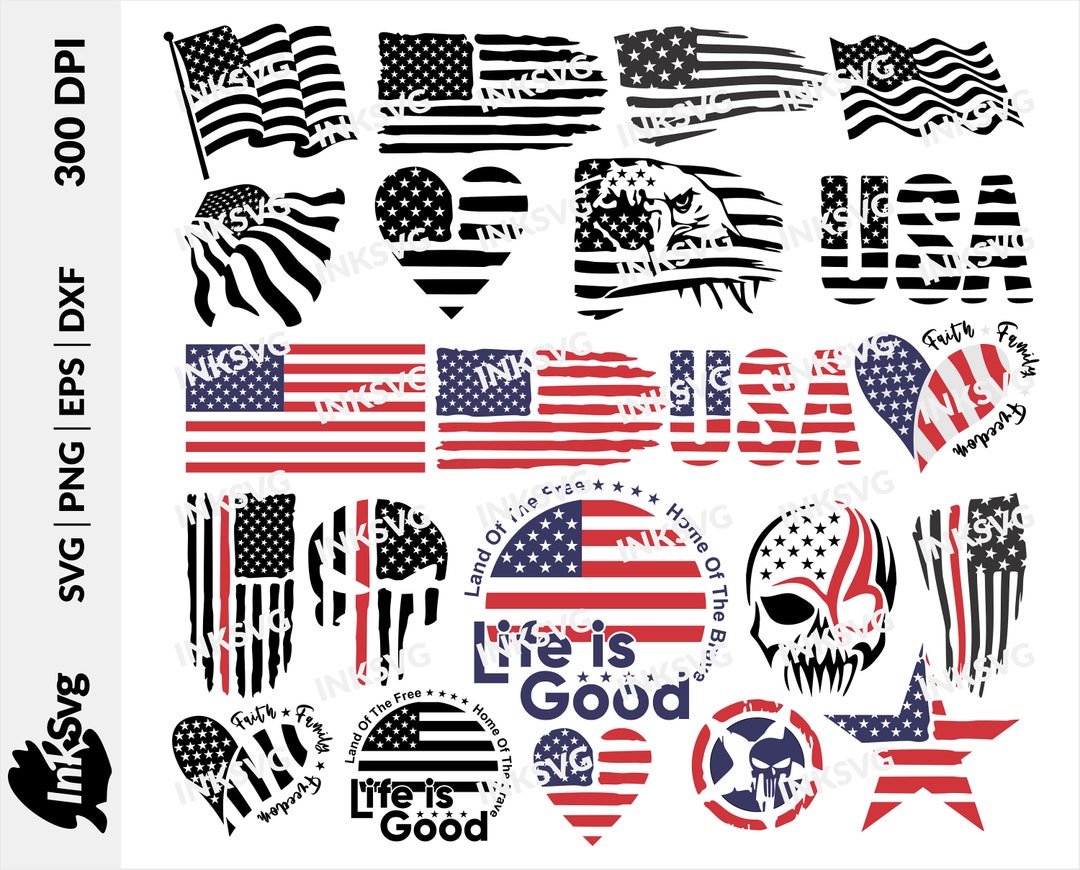 American Flag Svg Bundle for Cricut, Svg Files for Cricut, PNG, DFX ...