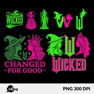 Wicked Glitter SVG Bundle: Pink & Green Witch Clipart (digital Files ...