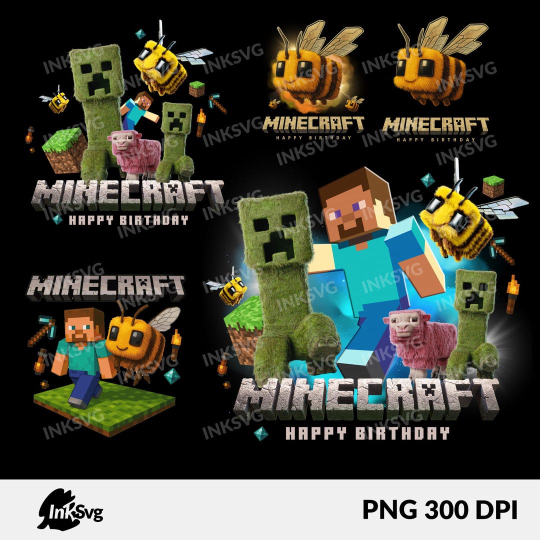 Minecraft Birthday Png Bundle 300 Dpi, Minecraft Party Sublimation ...