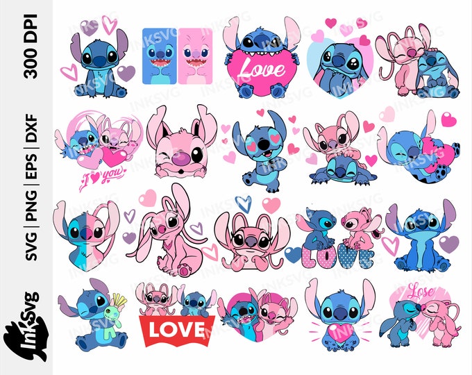 Stitch & Angel PNG - Etsy