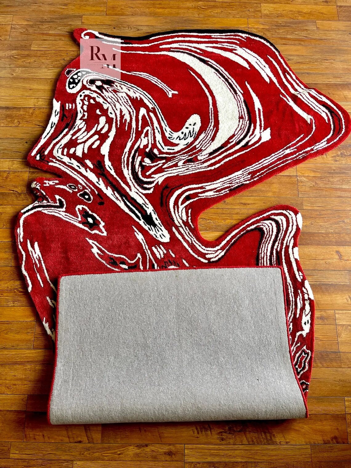 Multicolor Melting Red Background Rug, Hand Tufted Artistry Carpet ...