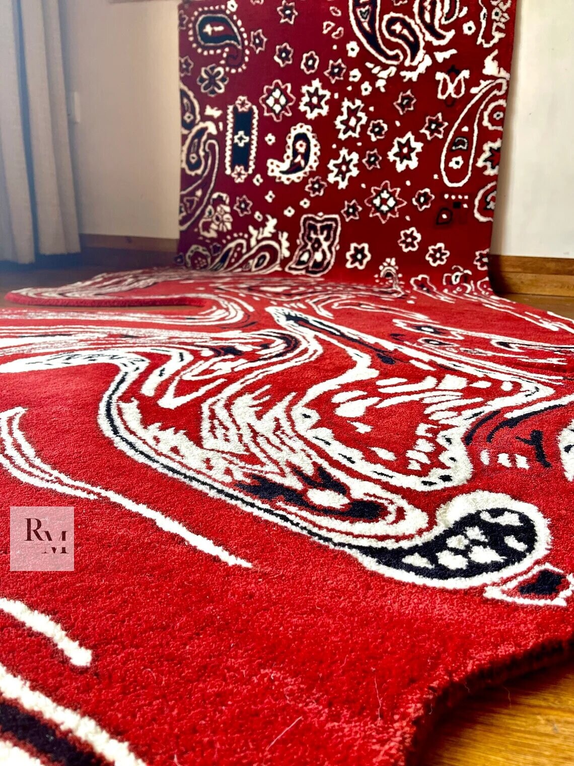 Multicolor Melting Red Background Rug, Hand Tufted Artistry Carpet ...