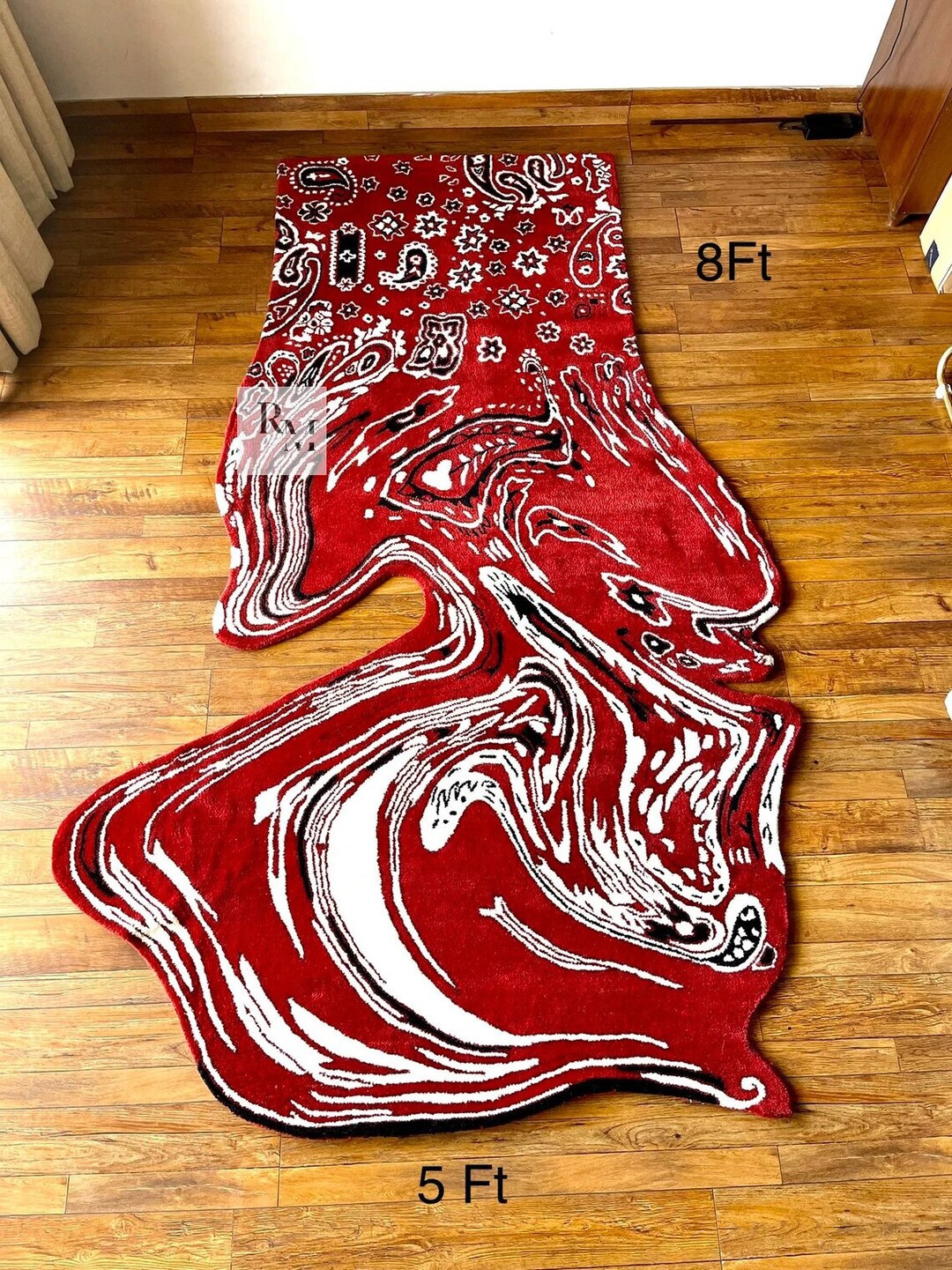 Multicolor Melting Red Background Rug, Hand Tufted Artistry Carpet ...