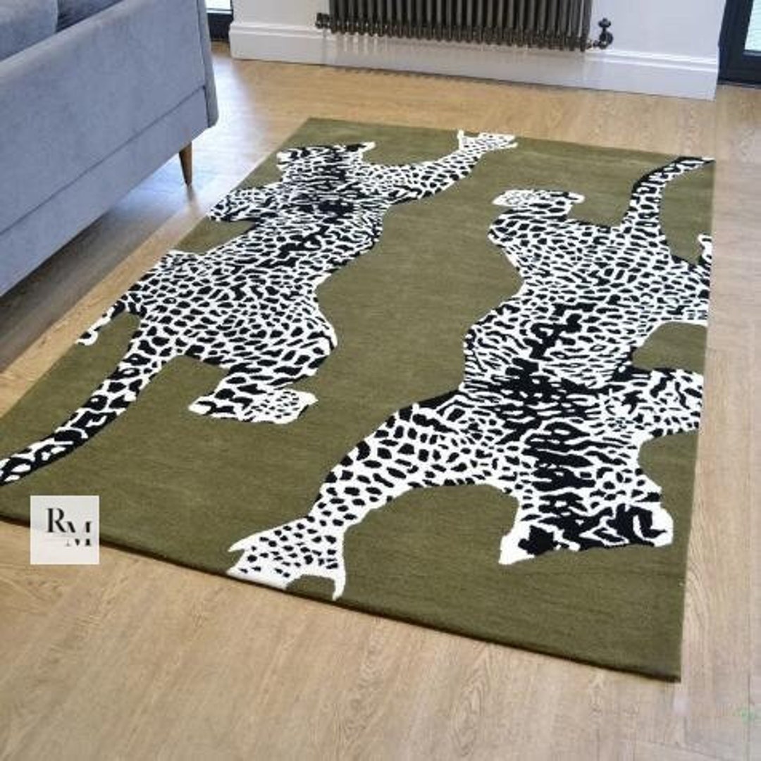 Hand Tufted Rug Leopard Rug Climbing Tiger Rug Handmade Carpet Area Rug ...