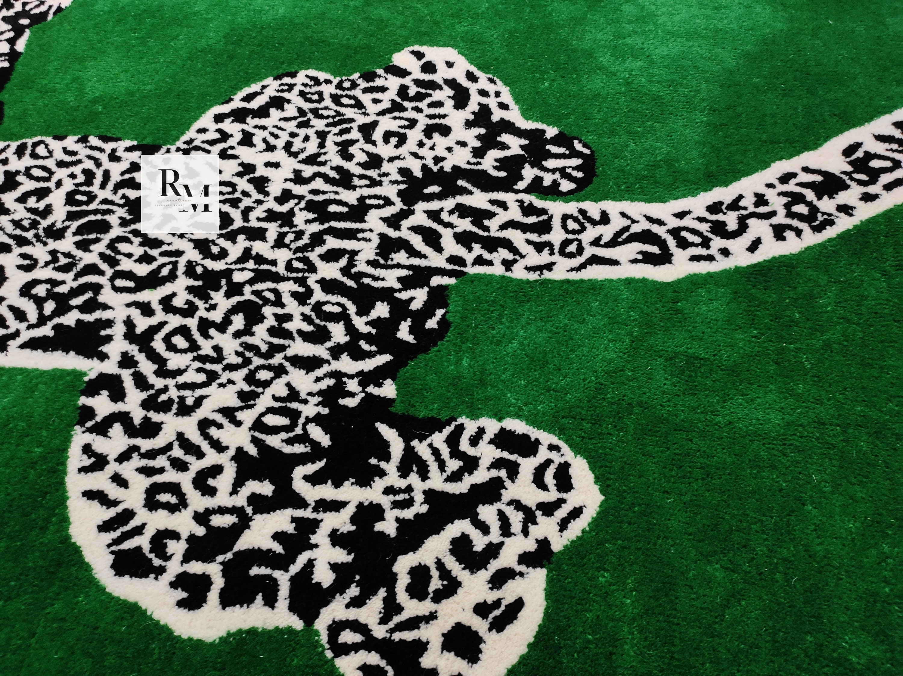 Tiger Rug Animal Carpet Hand Tufted Rug 100% Handmade Carpet Green Rug ...