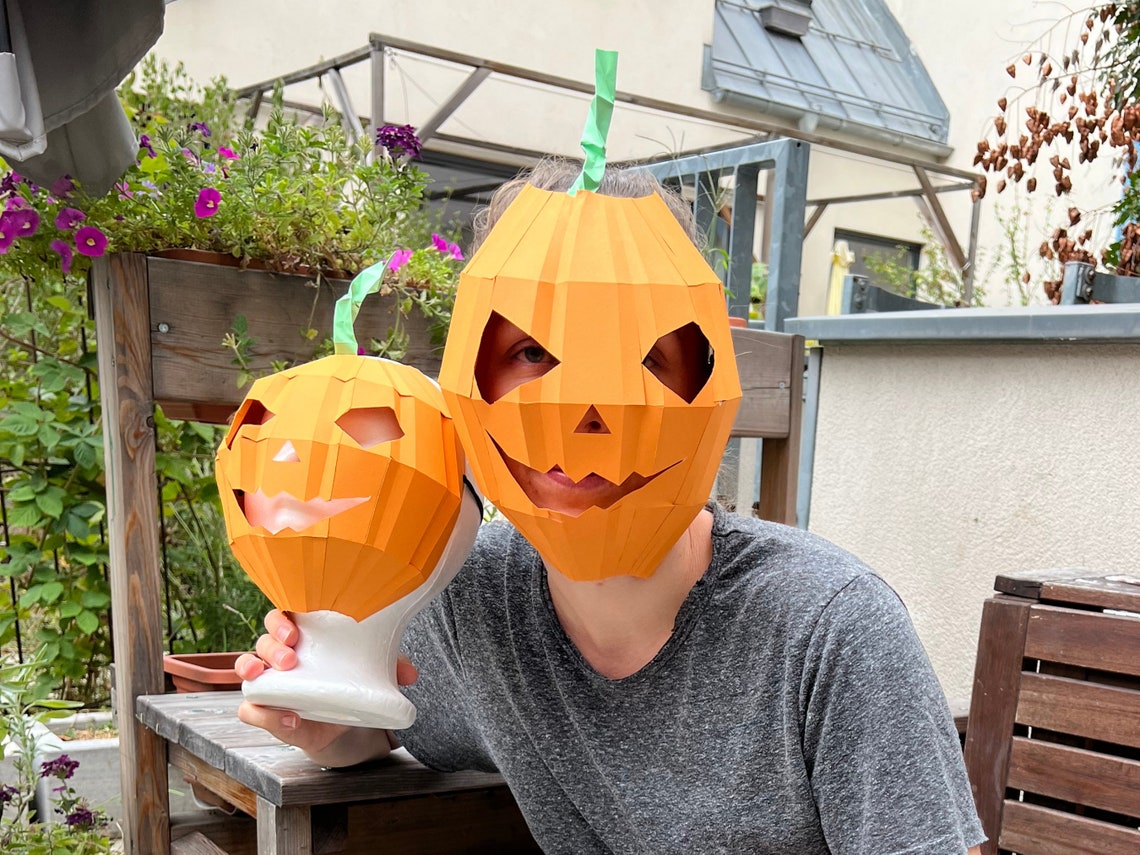 Pumpkin Mask for Halloween Build Your Own 3D Mask Printable Pumpkin ...