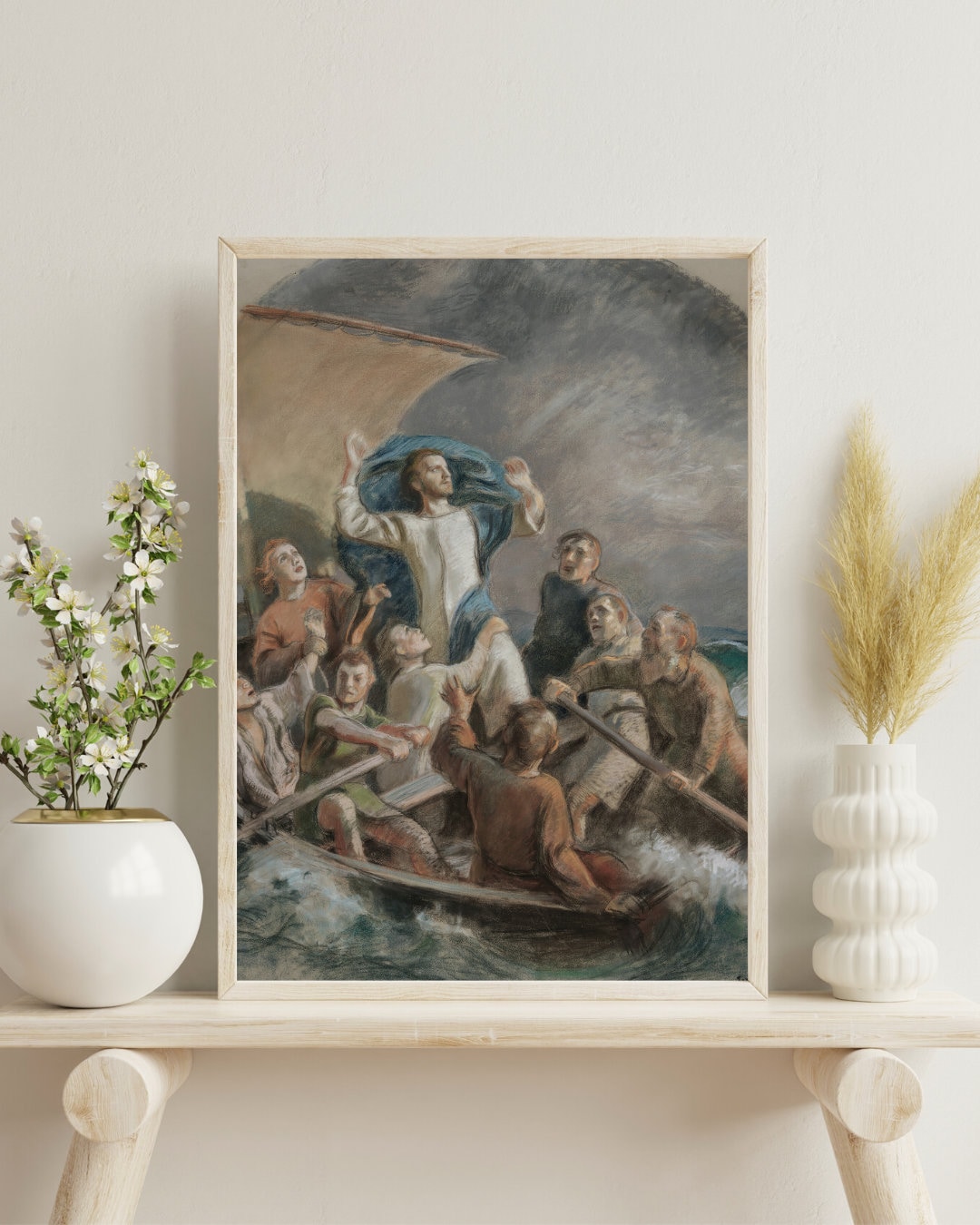 Vintage Christ Calms the Storm Drawing | Christian Art Printable ...