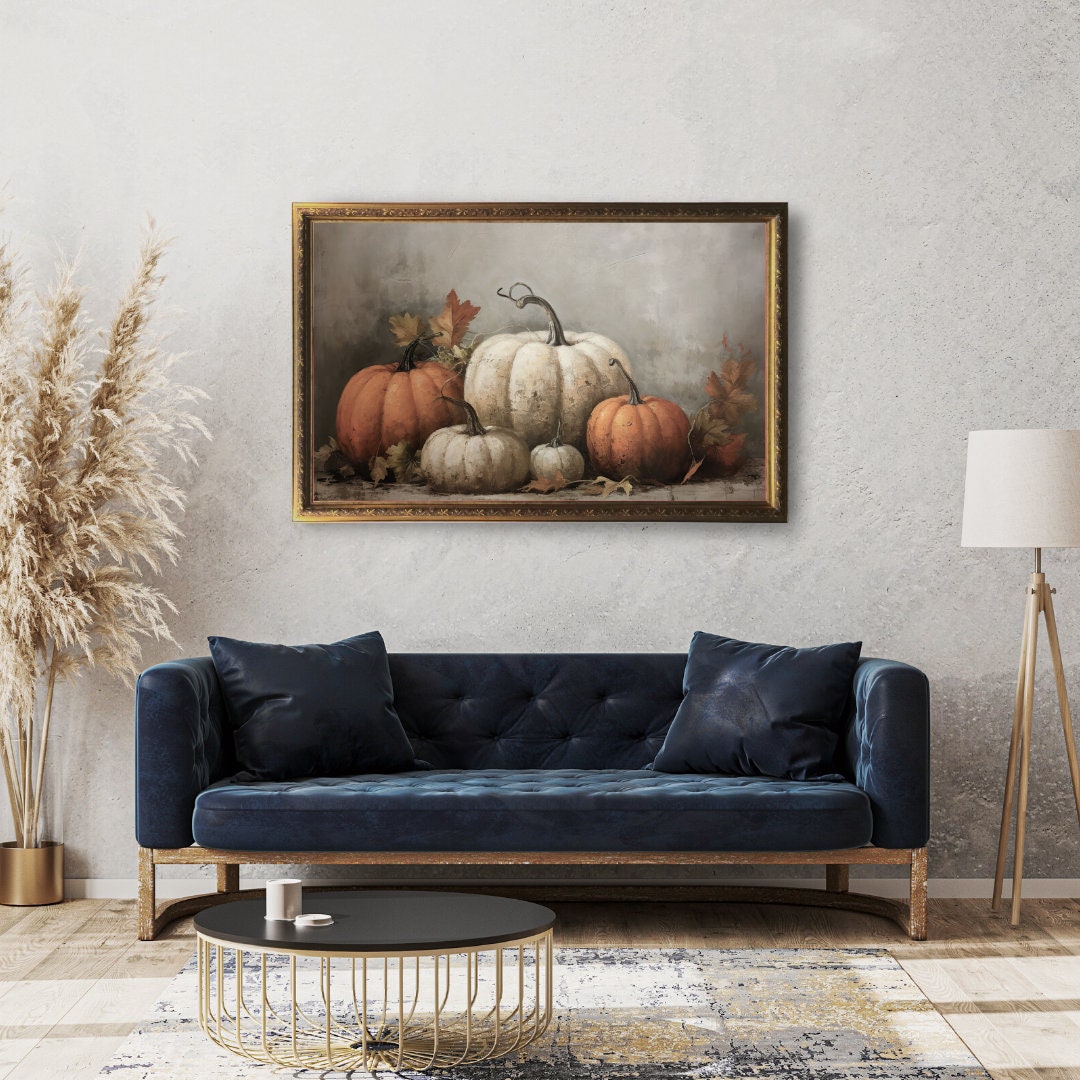 Rustic Pumpkin Still Life Painting | Vintage Fall Cottagecore Wall Art ...