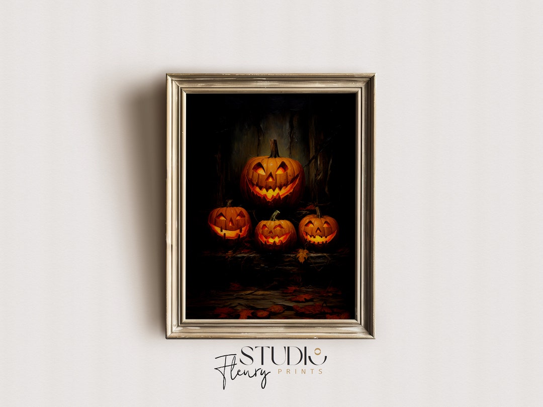 Jack O Lanterns Oil Paint Art | Vintage Dark Academia Halloween ...