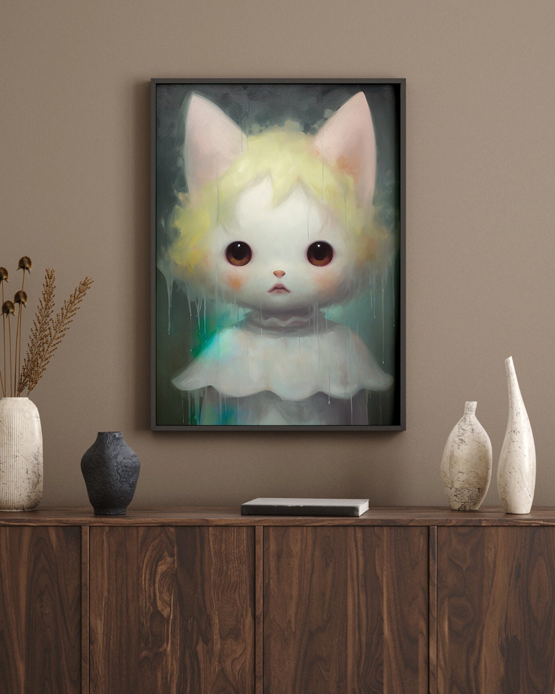 Eeri Ghost Cat Girl Dark Academia Wall Art Printable - Etsy