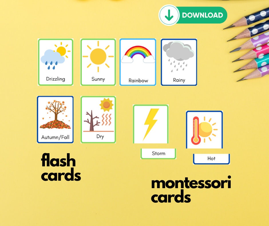 Digital Weather and Seasons Learning Unit: Mini Book, Flash Cards ...