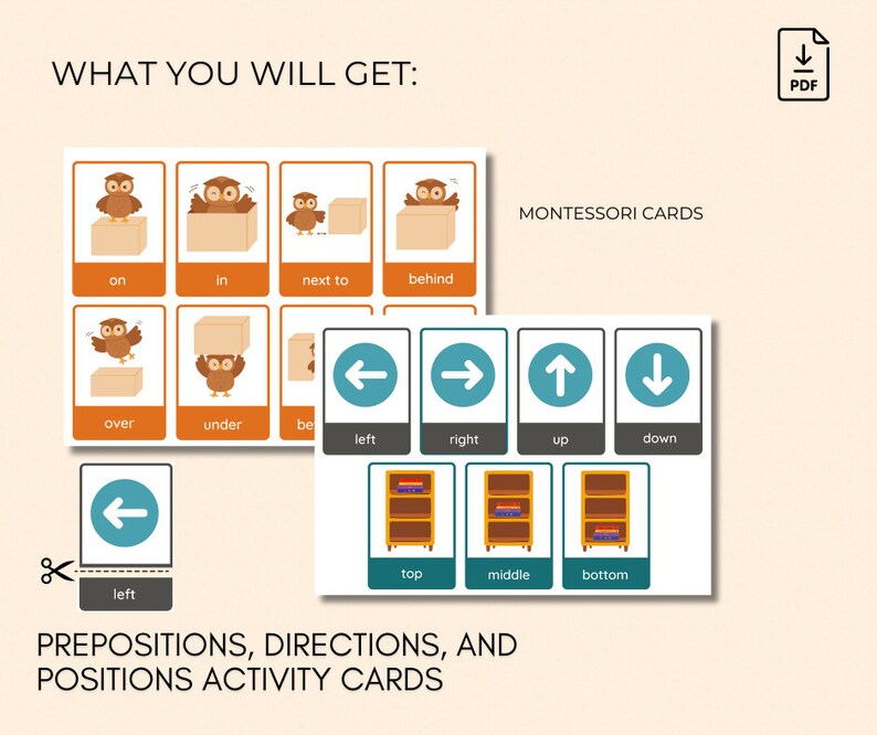Prepositions, Directions, and Positions Flashcards; English Printable ...