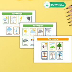 Digital Weather and Seasons Learning Unit: Mini Book, Flash Cards ...