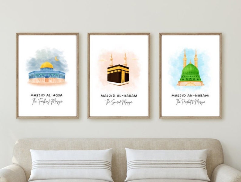 3 Holy Mosques, Masjid Al-haram, Masjid An-nabawi, Masjid Al-aqsa ...