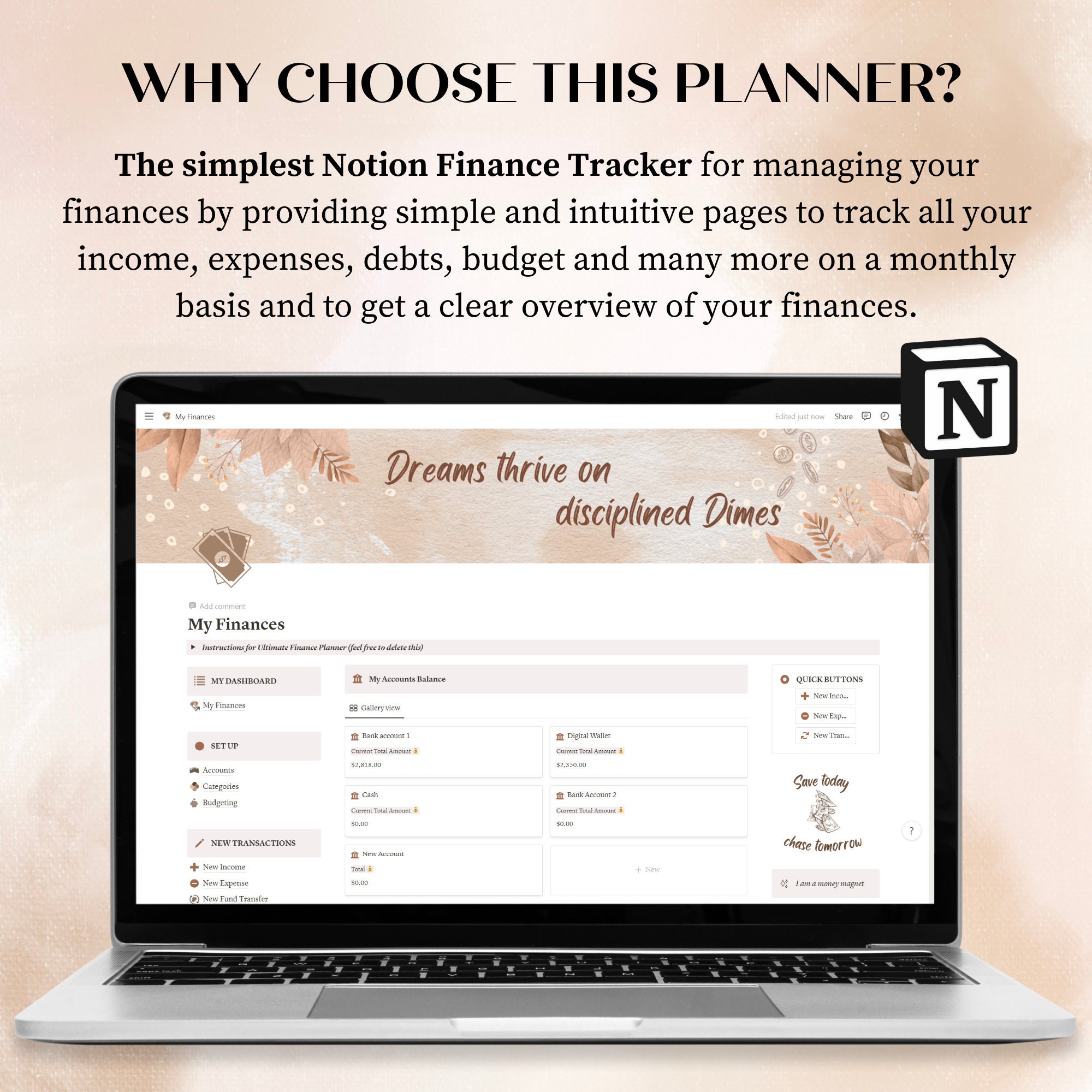 Notion Finance Planner Template Monthly Budget Aesthetic - Etsy