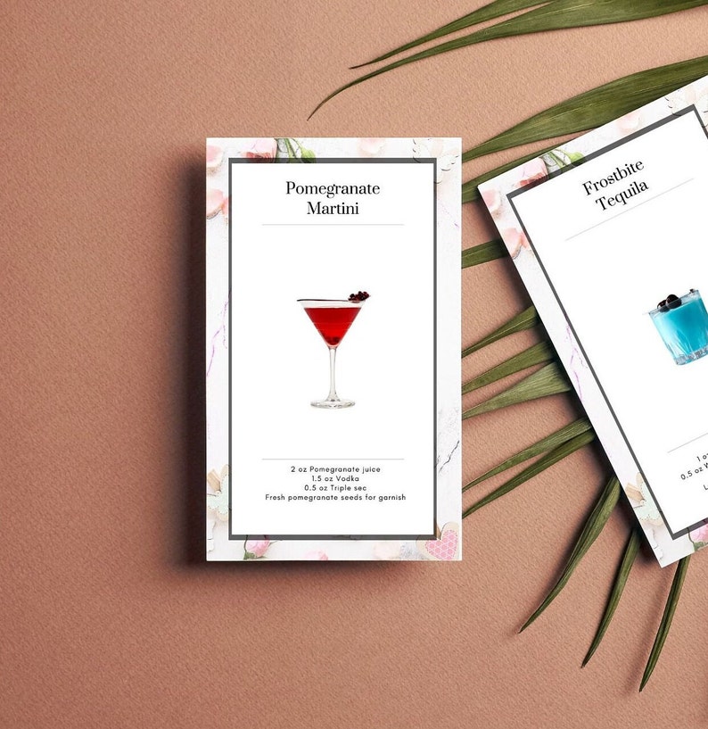 Cocktail Recipe Cards, Canva Template, Editable Drink Sign, 50 ...