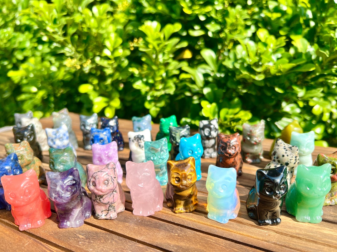 1.5 Inches Crystal Cat,gemstone Cat Decor,healing Home Decor,rose ...
