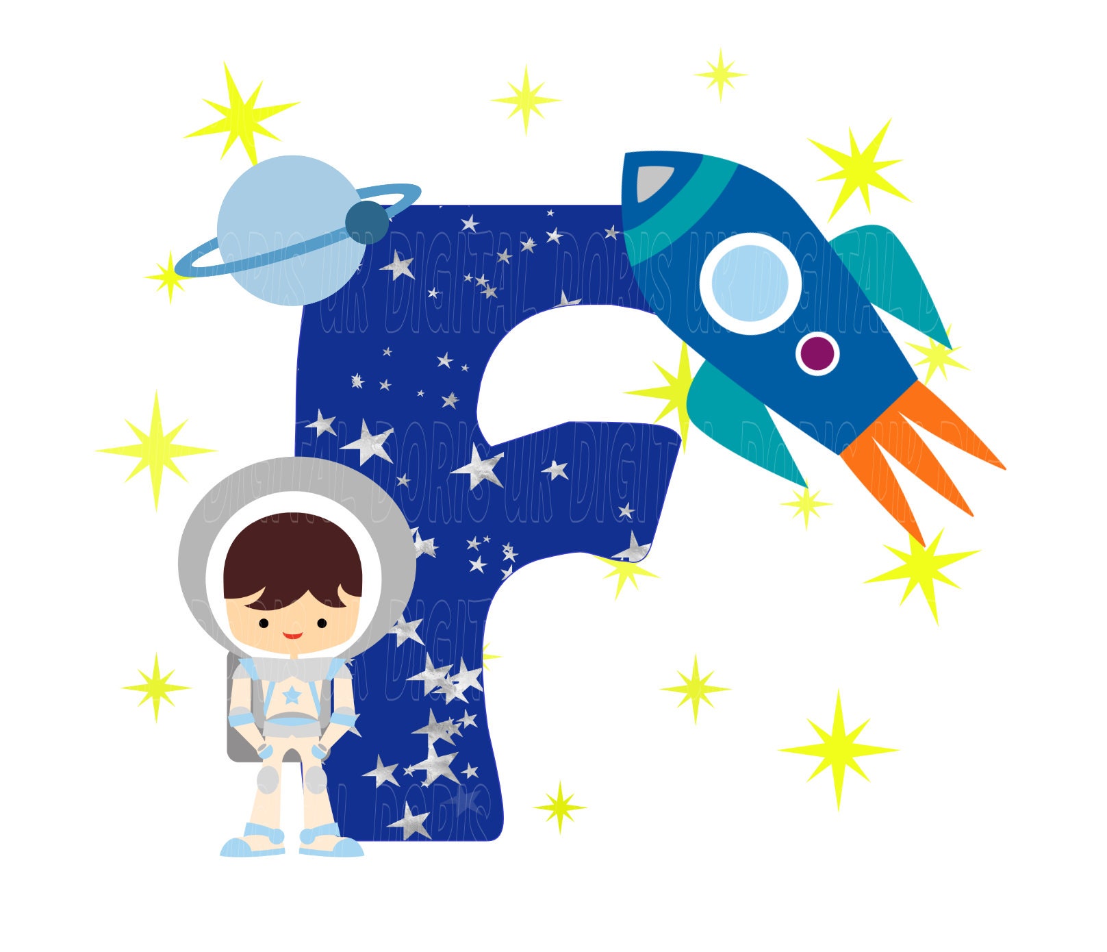 Space Boy Astronaut Rocket Alphabet Set Digital Download 26 Pngs - Etsy