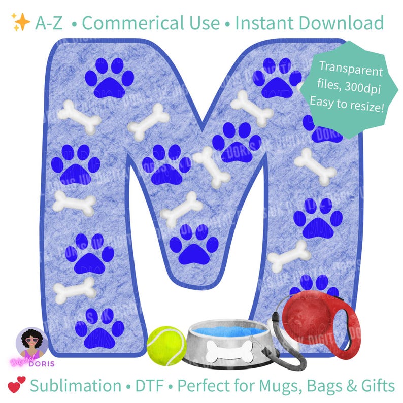 Blue Dog Paw Print Alphabet, 26 PNG Set (digital Download) - Etsy