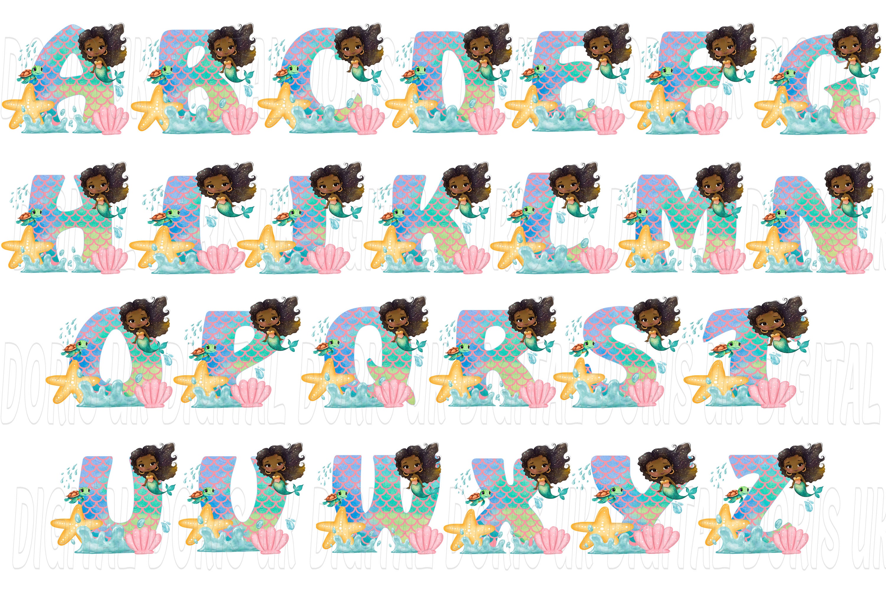 Mermaid Under the Sea Alphabet Set Digital Download 26 Pngs - Etsy