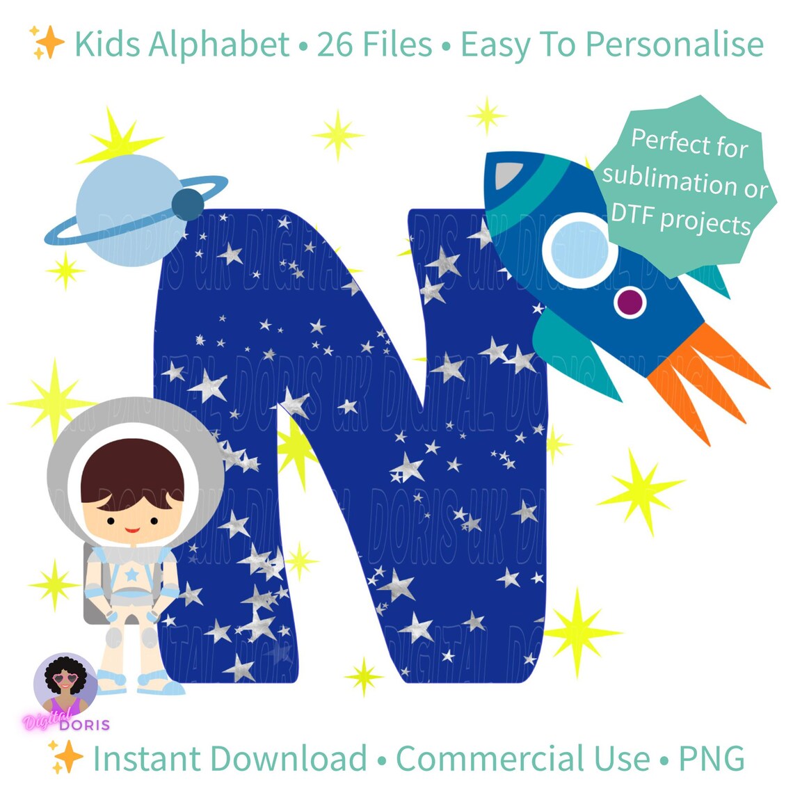 Space Boy Astronaut Rocket Alphabet Set Digital Download 26 Pngs - Etsy