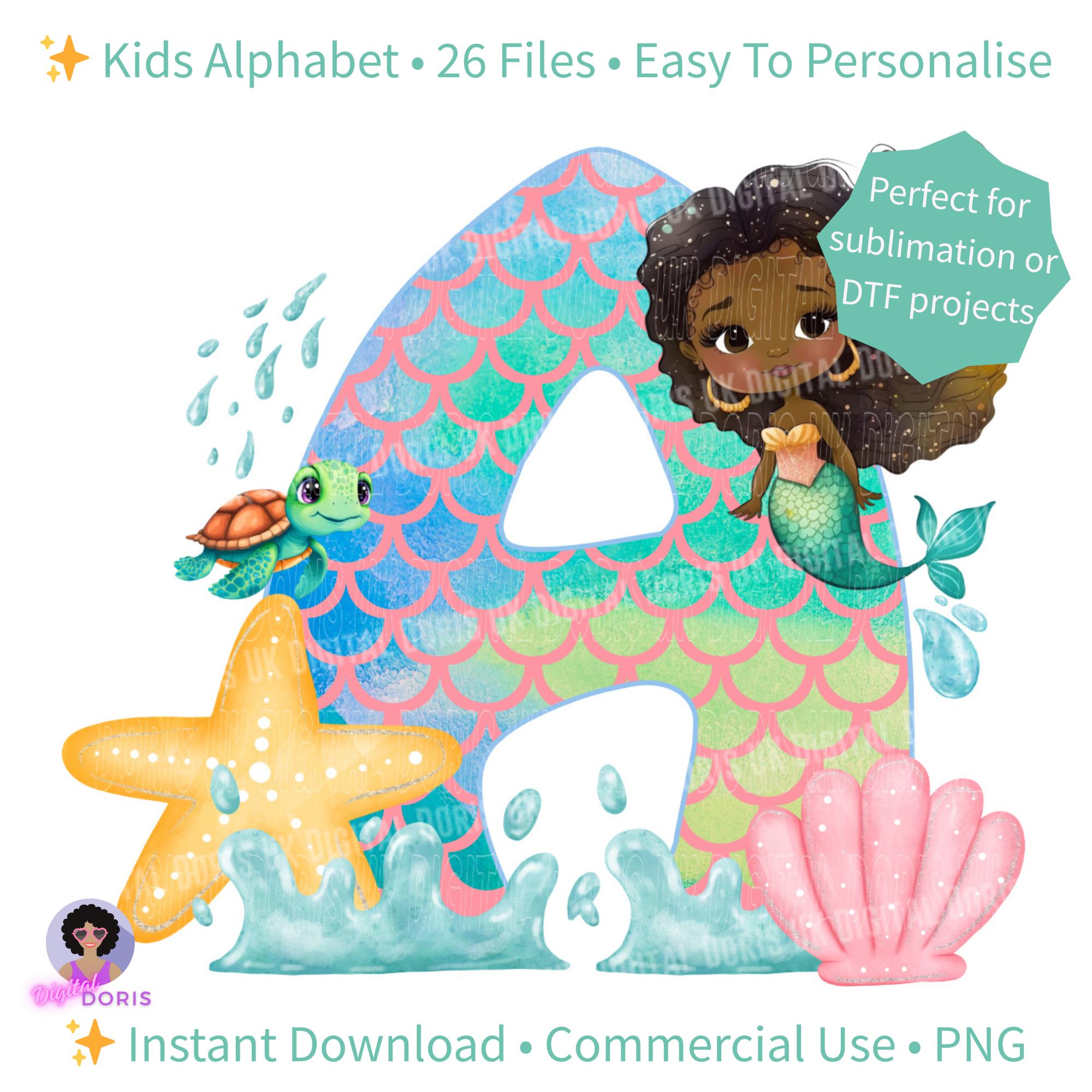 Mermaid Under the Sea Alphabet Set Digital Download 26 Pngs - Etsy