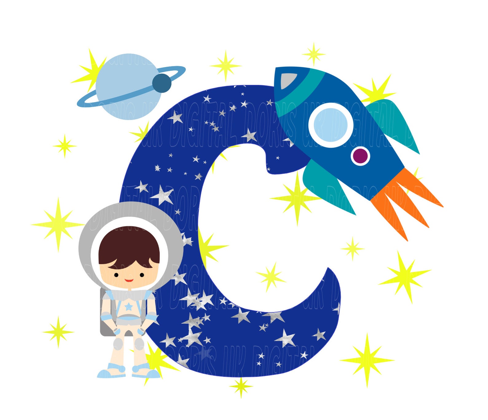 Space Boy Astronaut Rocket Alphabet Set Digital Download 26 Pngs - Etsy