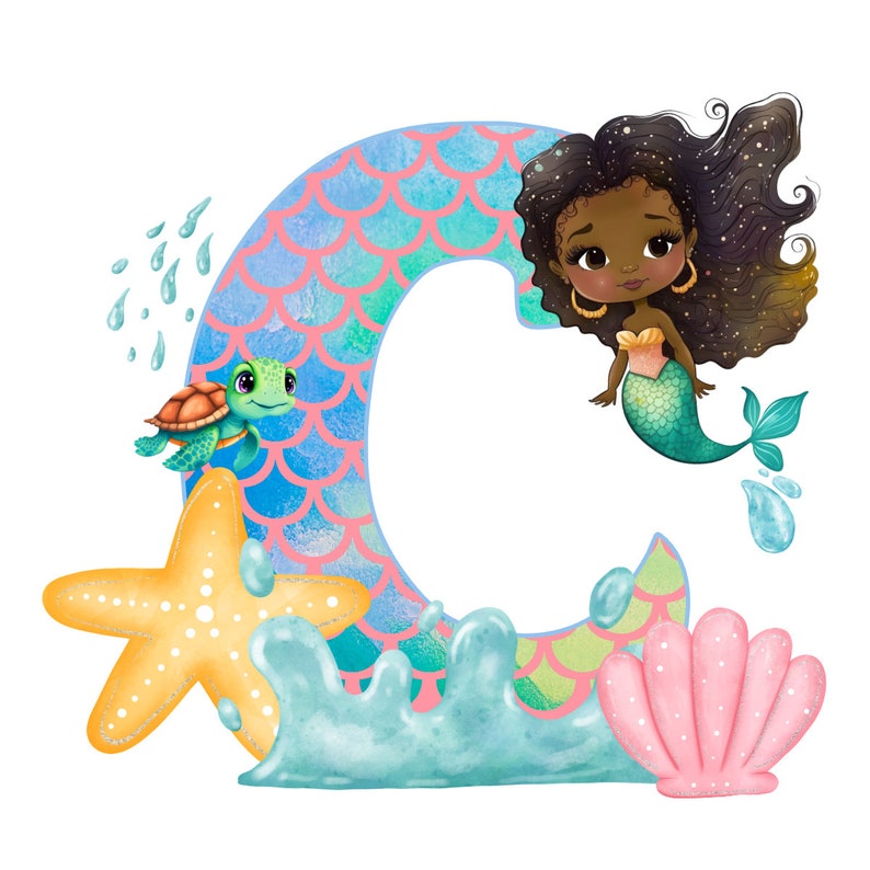 Mermaid Under the Sea Alphabet Set Digital Download 26 Pngs - Etsy