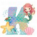 Pink Haired Mermaid Under the Sea Alphabet Set Digital Download 26 Pngs ...