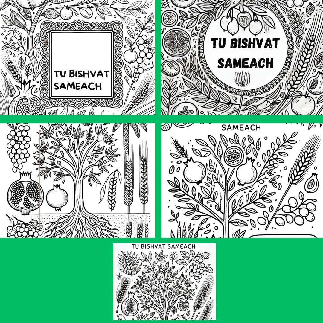 Tu Bishvat Coloring Pages – Seven Species of Israel | Kids Printable ...
