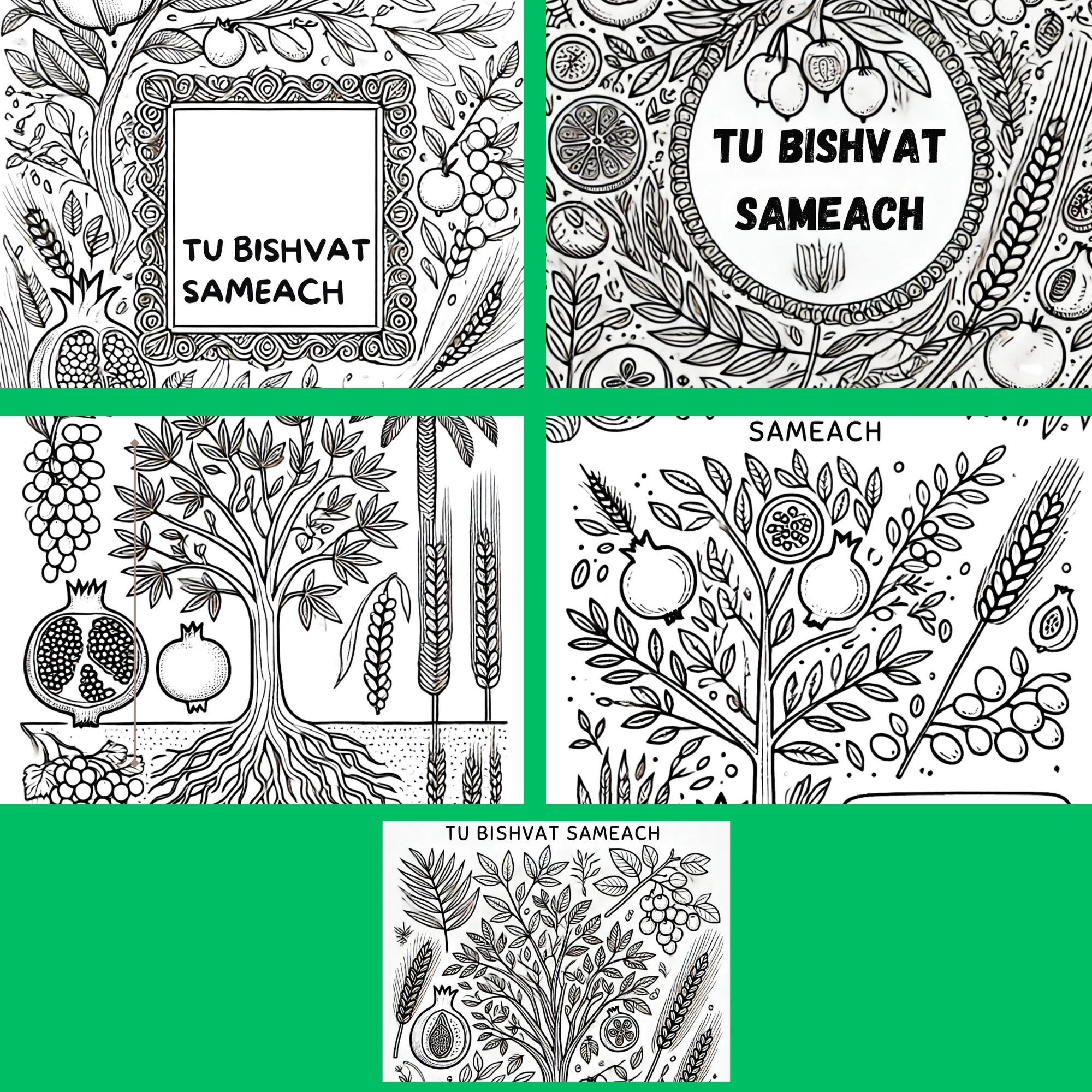 Tu Bishvat Coloring Pages – Seven Species of Israel | Kids Printable ...