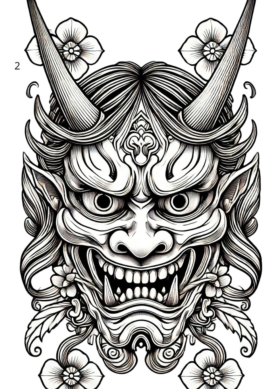 Japanese Noh Masks Coloring Pages | Printable Traditional Theater Art ...