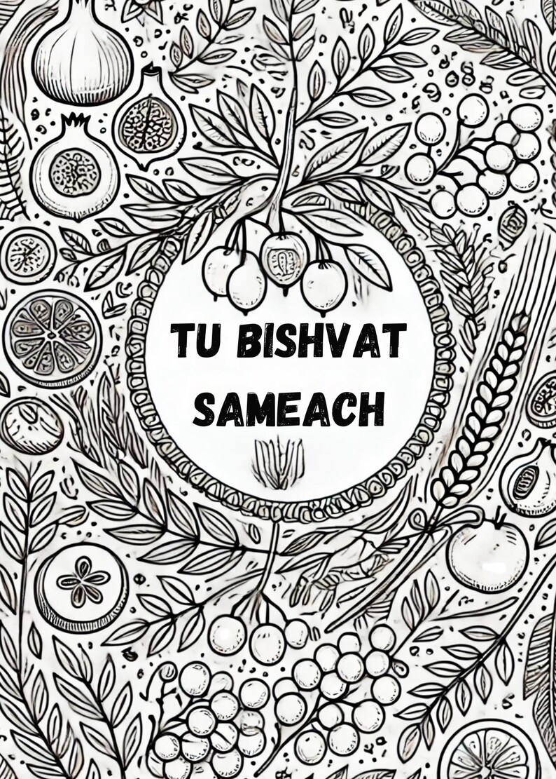 Tu Bishvat Coloring Pages – Seven Species of Israel | Kids Printable ...