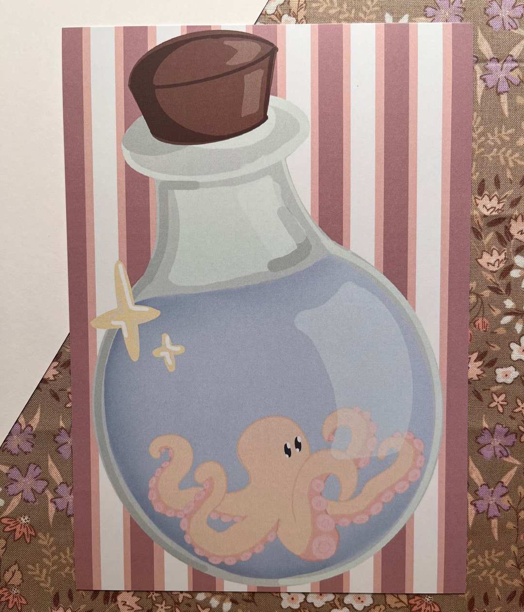 Octo Bottle A5 Art Print - Etsy