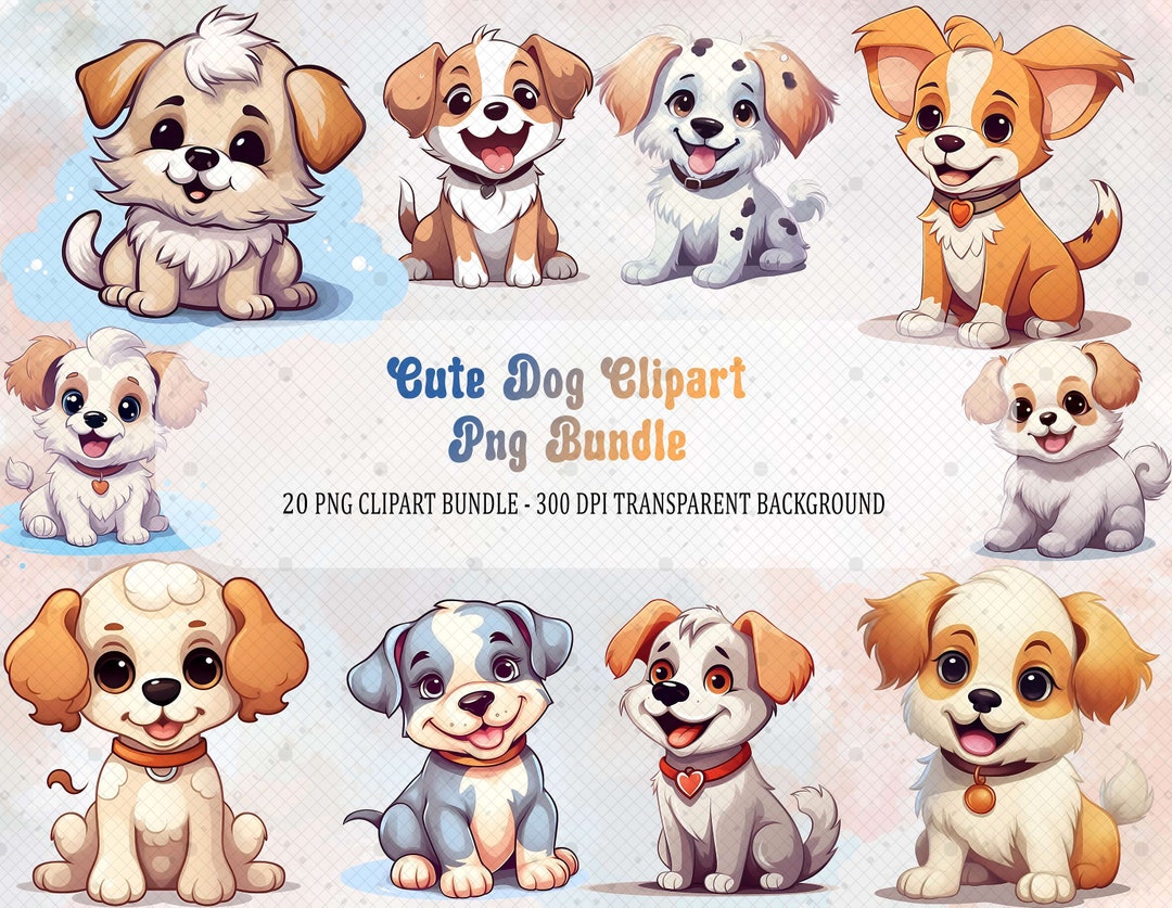 Cute Dog Clipart Bundle 20 PNG Files of Kawaii Dog Art for - Etsy