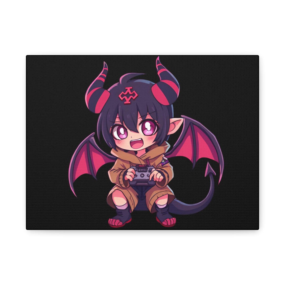 Cute Demon Gamer Art | Whimsical Wall Decor for Gamers | Perfect Gift ...