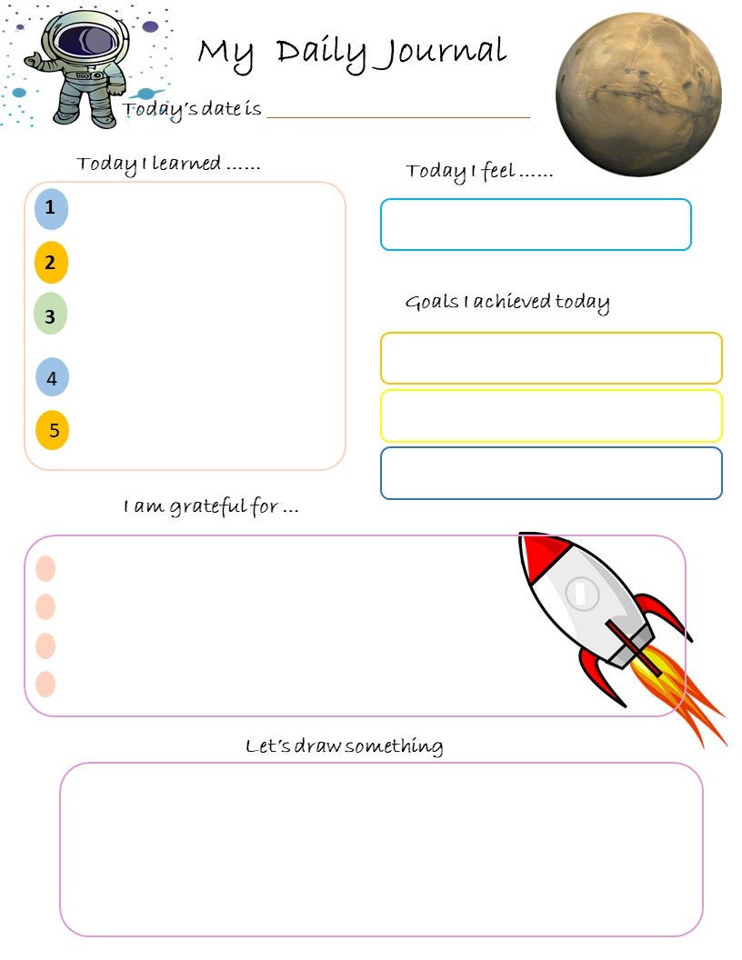 Kids Journal Pdf Printable \ Kids Daily Planner Printable, Instant ...