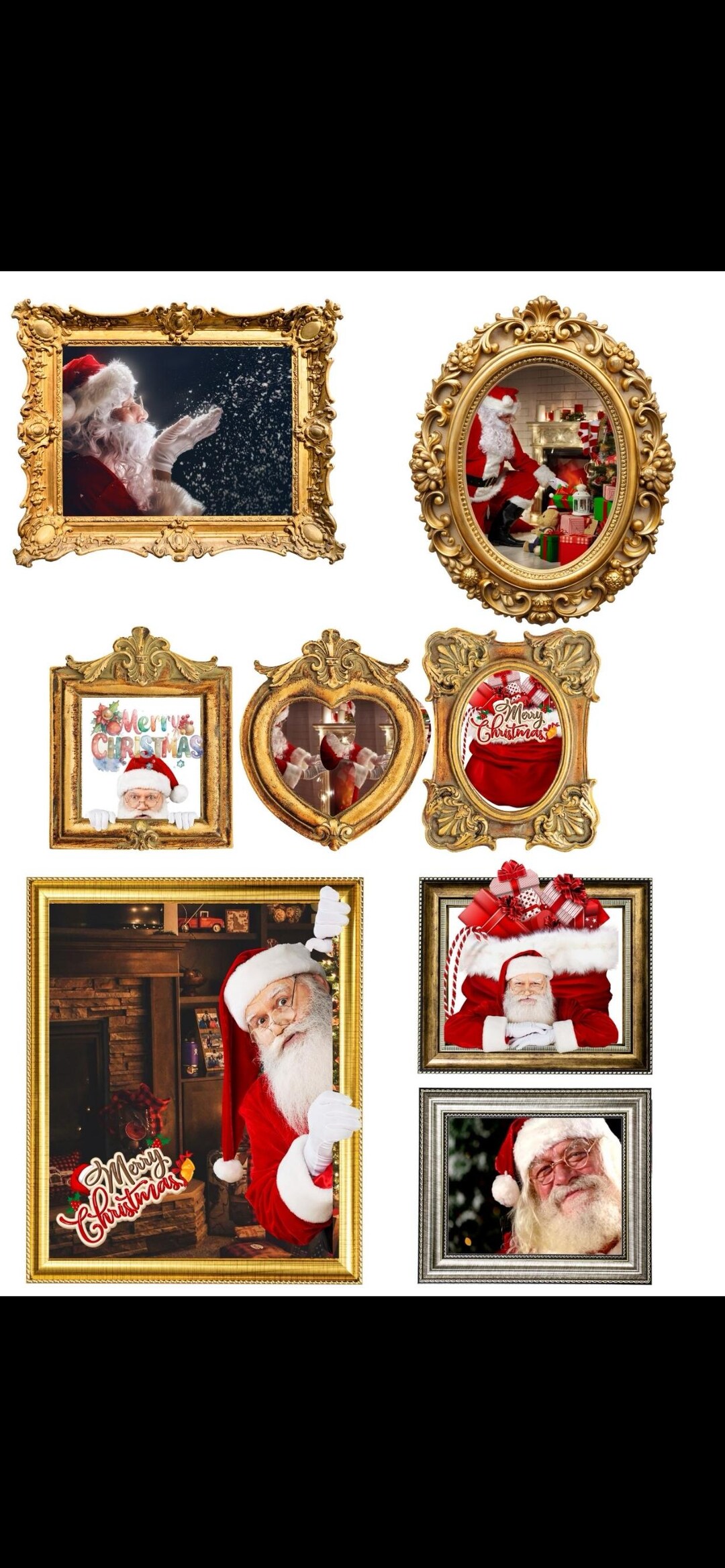 Vintage Santa Photo Frame Collage • Christmas Santa Wall Art • Holiday ...