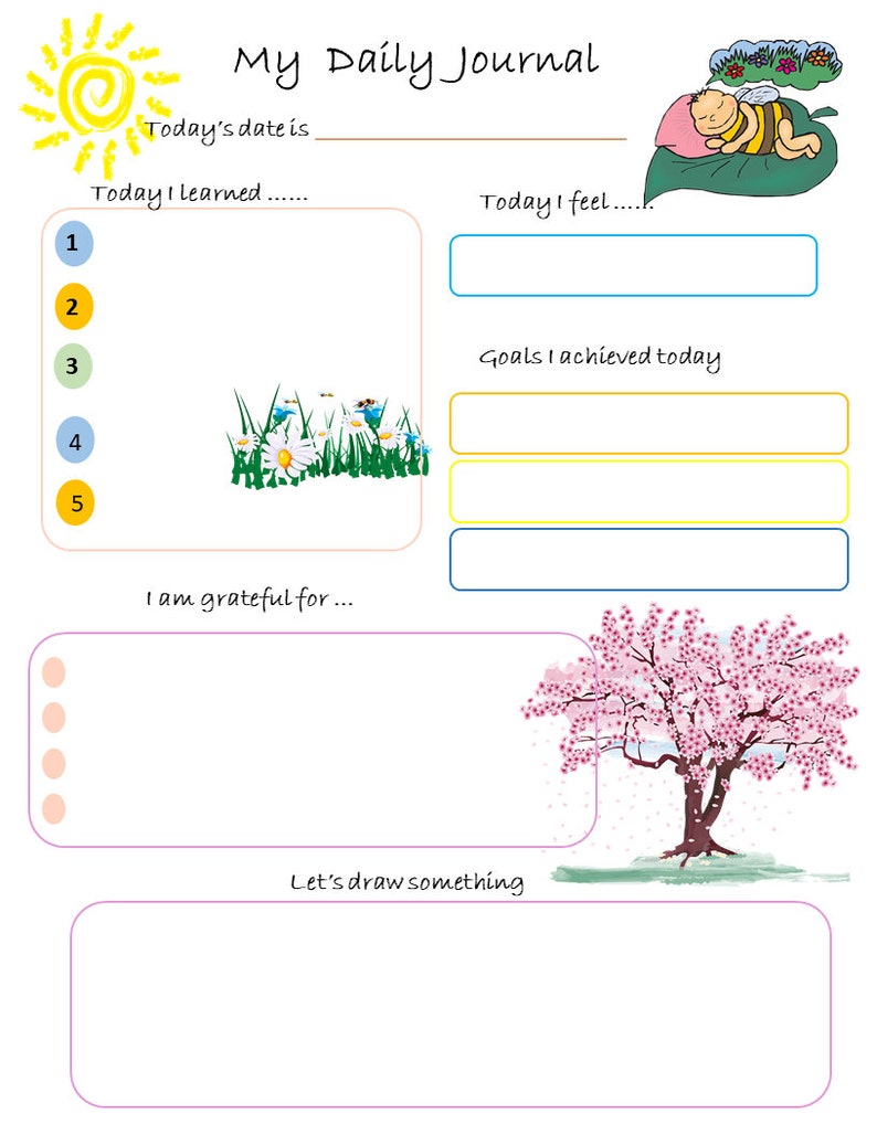 Kids Journal Pdf Printable \ Kids Daily Planner Printable, Instant ...