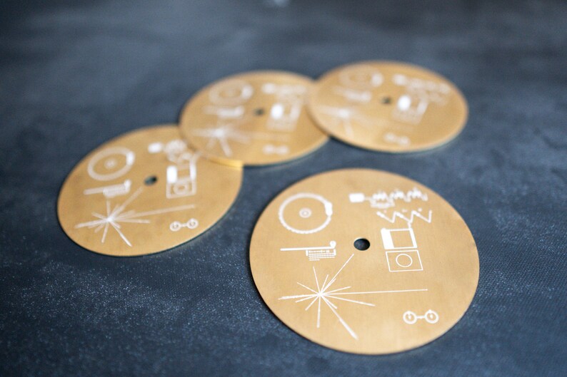 NASA Voyager Golden Record Cover Solid Brass Coaster (4 Pack) - Etsy
