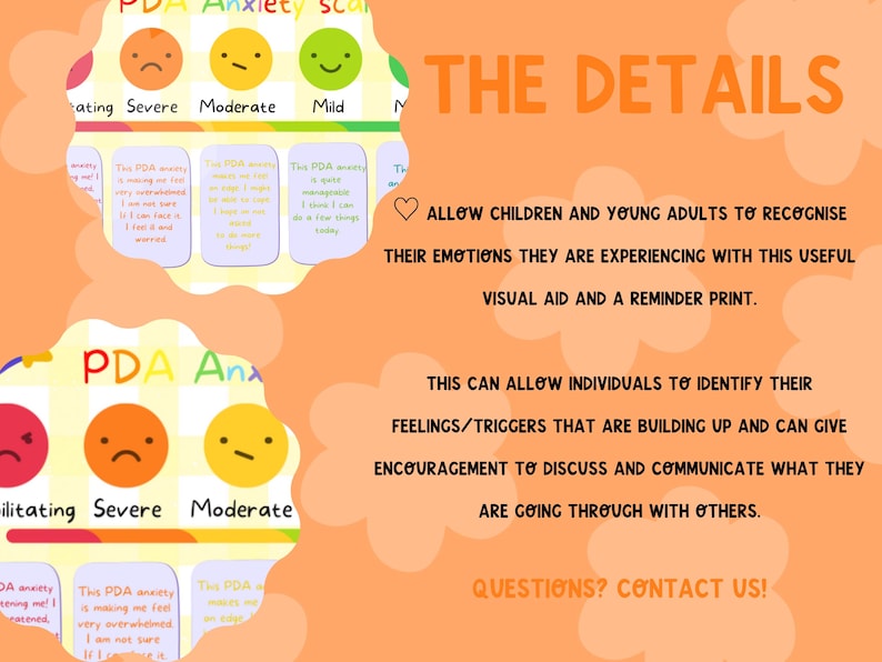 PDA Anxiety Scale Poster: Emotion Regulation, Feelings Chart (digital ...