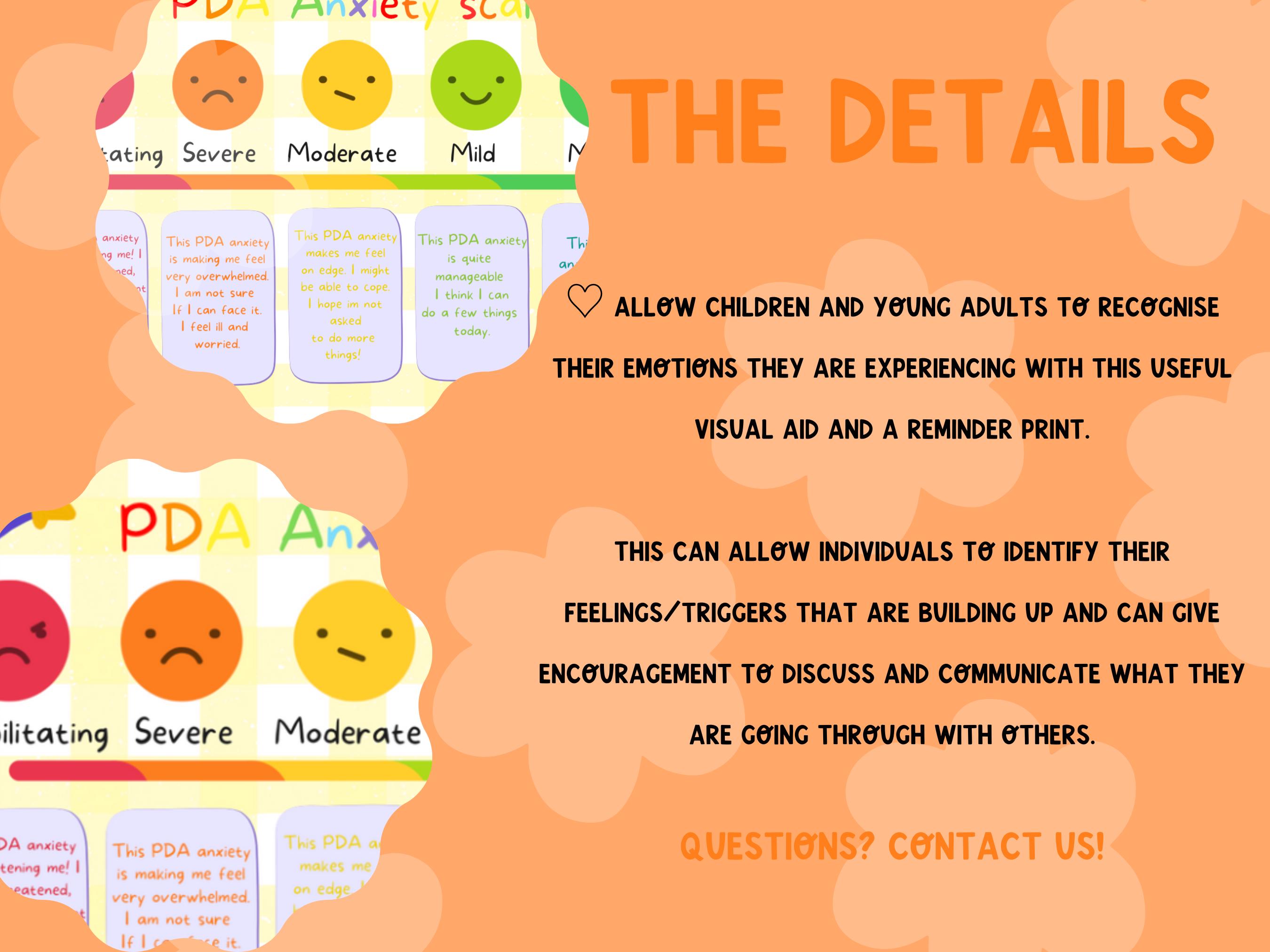PDA Anxiety Scale Poster Emotion Regulation and Feelings Chart ...