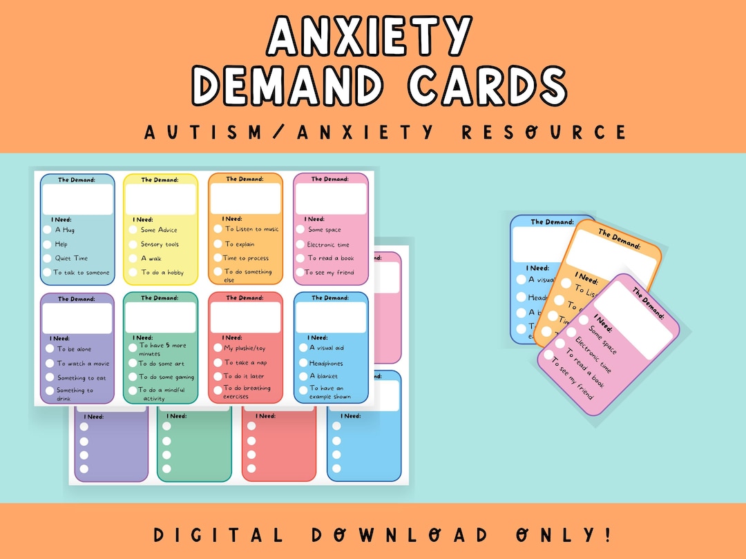 Autism/ PDA / Anxiety Demand Cards, Emotional Regulation, Anxiety Tools ...