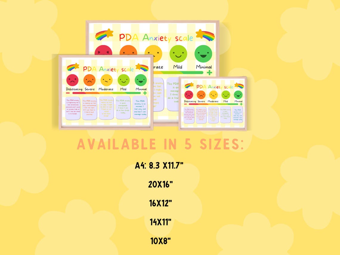 PDA Anxiety Scale Poster: Emotion Regulation, Feelings Chart (digital ...