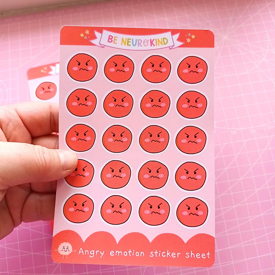 Red Angry Emotion Planner Sticker Sheet – Cute Rage Mood Stickers for ...