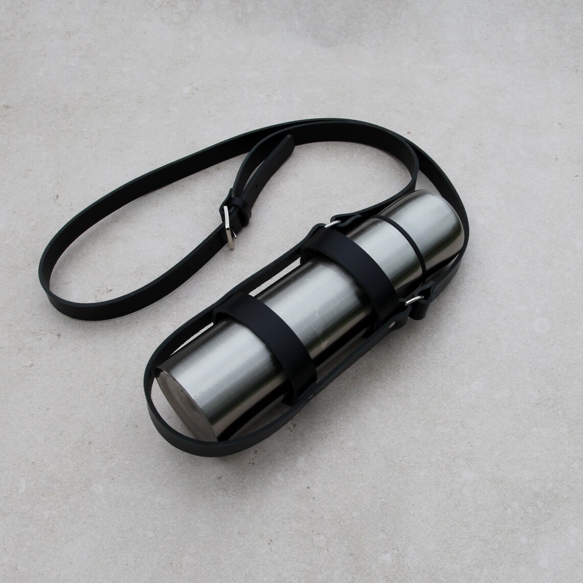 Leather Bottle Holder Black | Handmade Water Bottle Holder | Wine ...