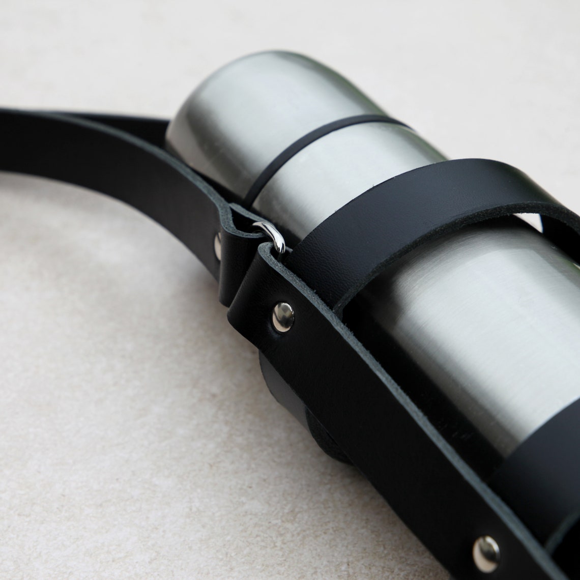 Leather Bottle Holder Black | Handmade Water Bottle Holder | Wine ...